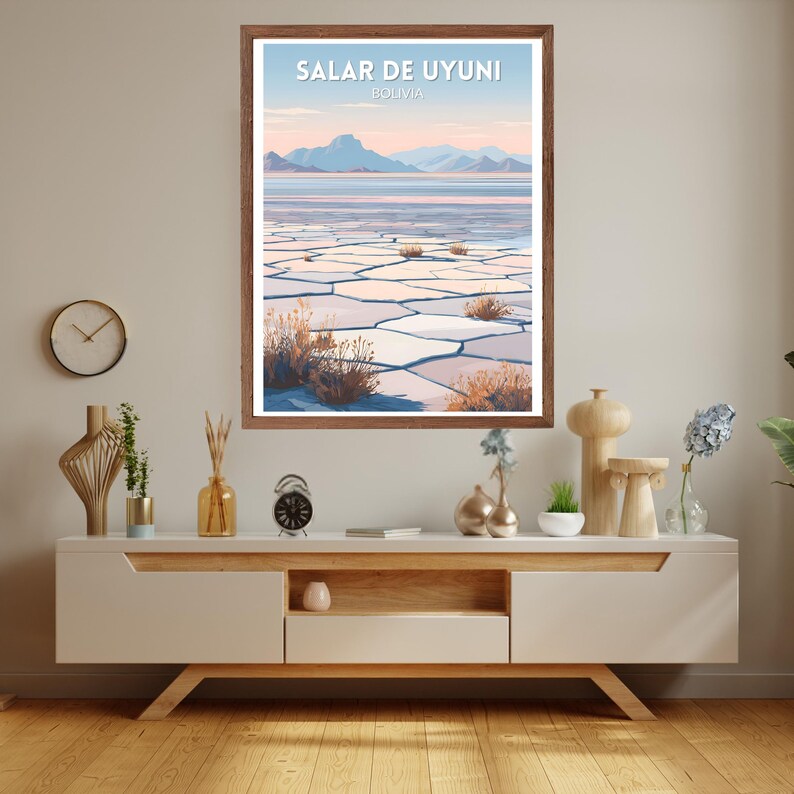 Salar De Uyuni Bolivia Retro Travel Poster, Mid Century Modern Vintage ...