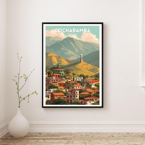 Cochabamba Bolivia Vintage Travel Print, Retro Wall Art Poster, Retro ...