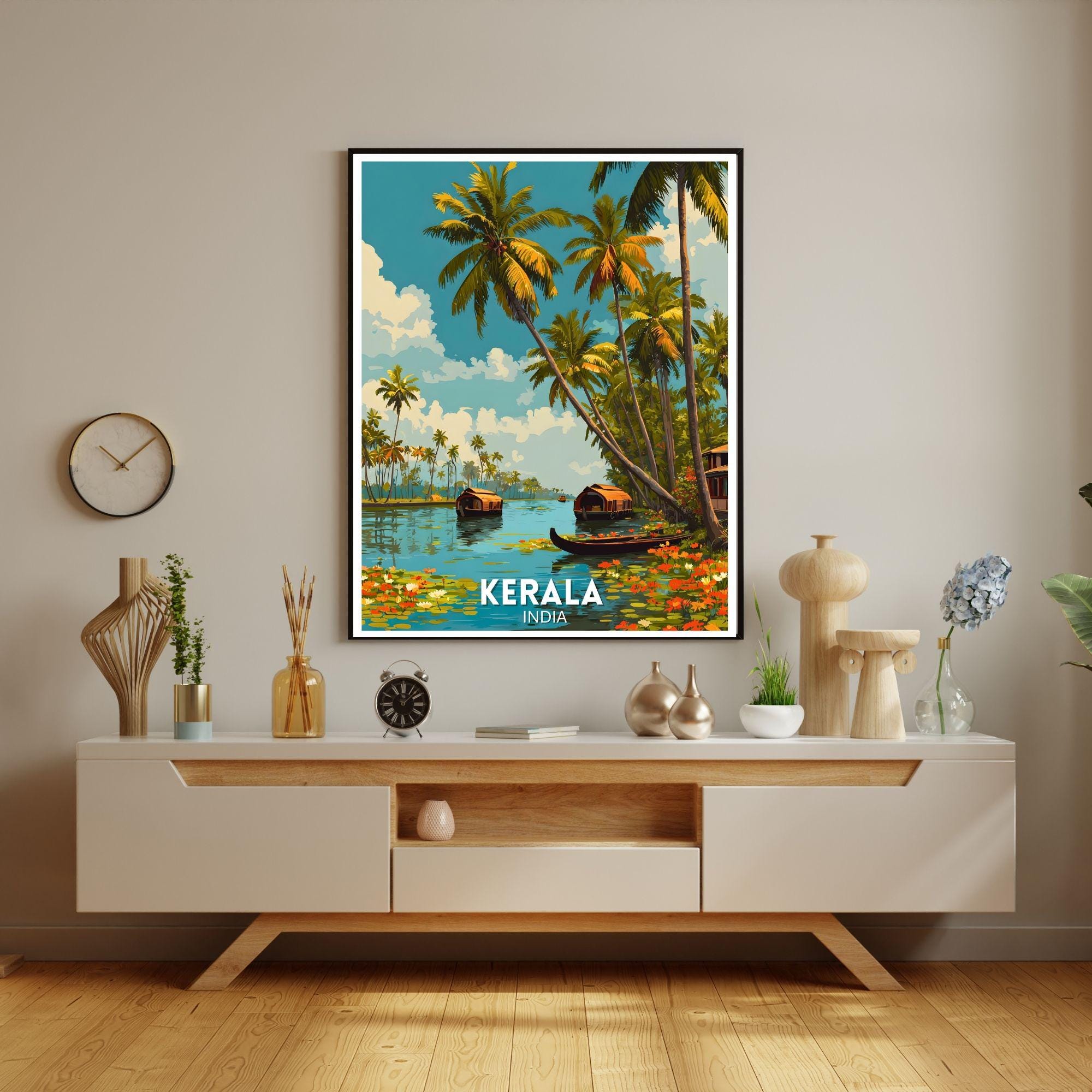 Kerala Travel Print – India Poster, Asia Travel Wall Art, Kerala City ...