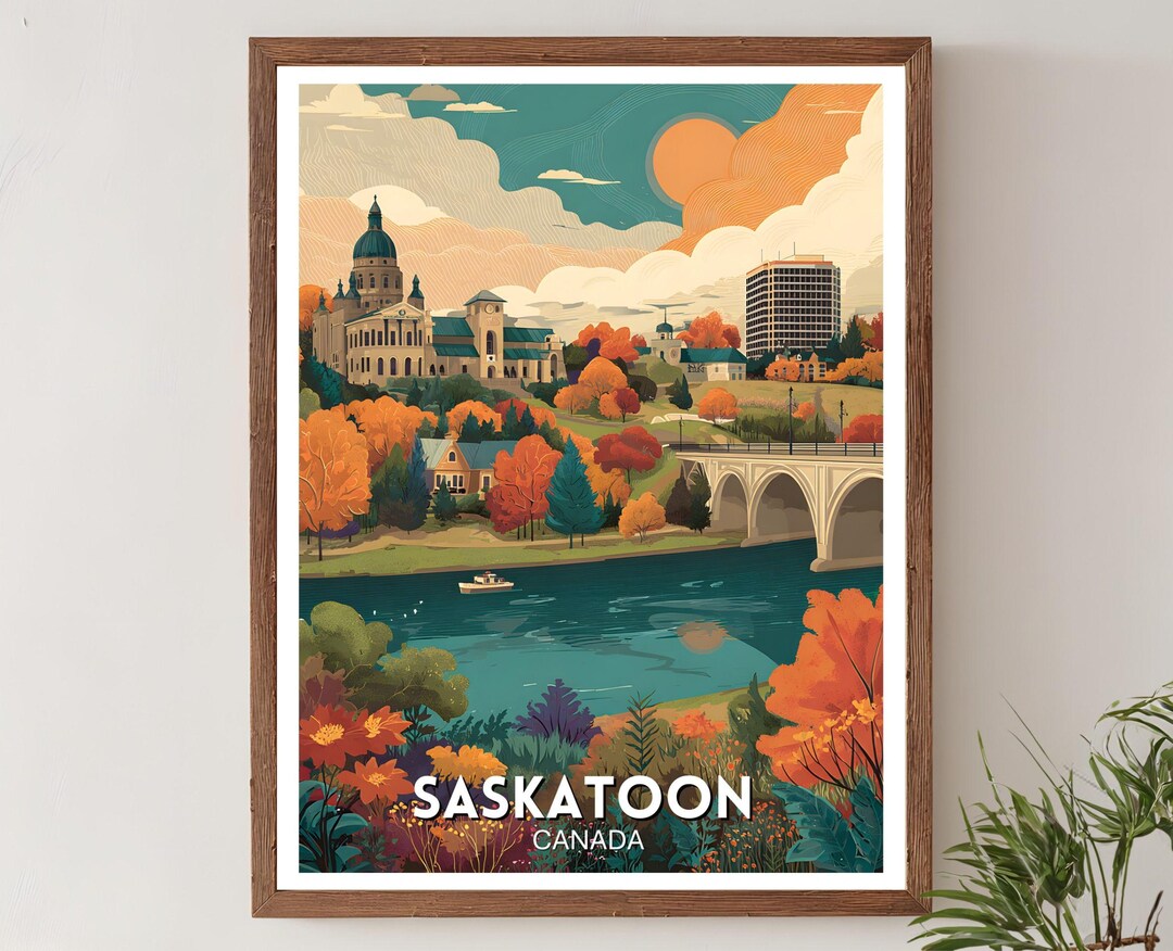 Saskatoon Canada Travel Print – Saskatoon Poster, Cityscape Wall Art ...