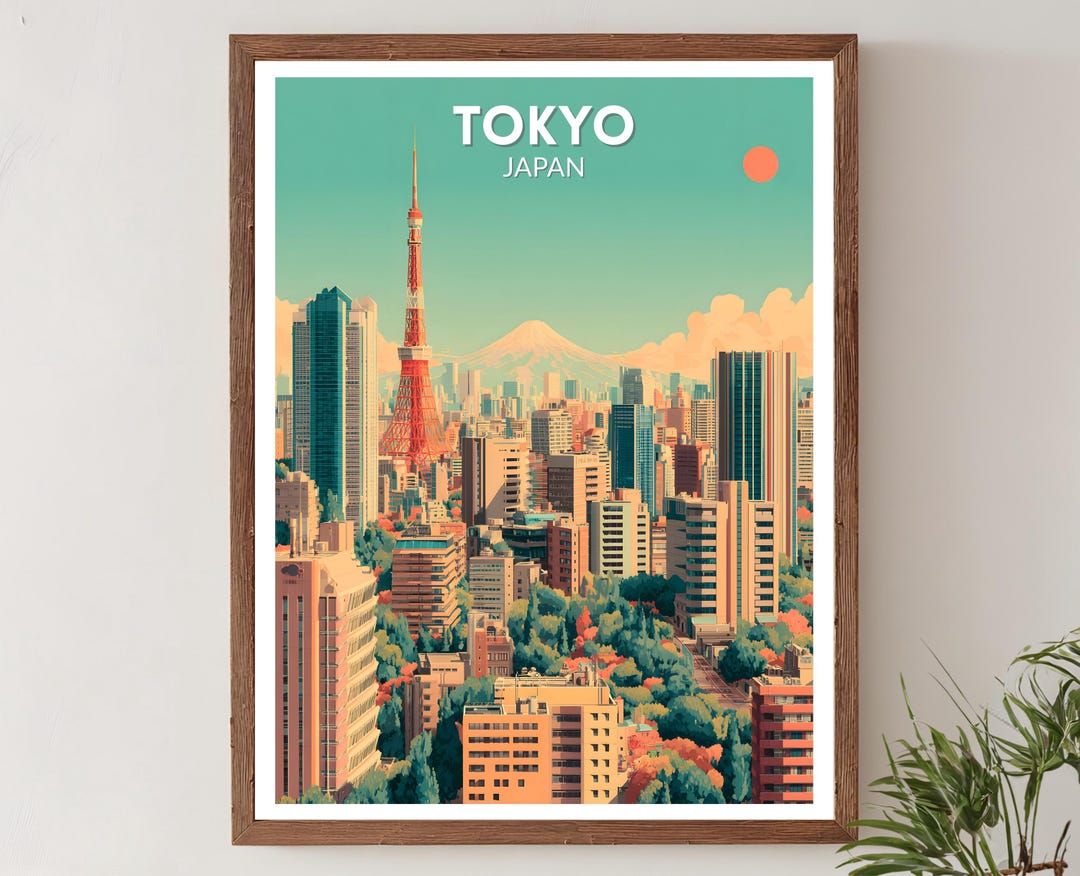 Tokyo Japan Retro Travel Poster, Mid Century Modern Wall Art Print ...
