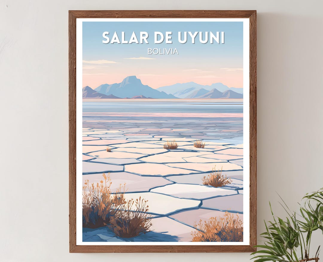Salar De Uyuni Bolivia Retro Travel Poster, Mid Century Modern Vintage ...