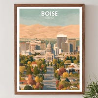 Downtown Boise, Idaho Autumn Skyline Watercolor Print - Etsy
