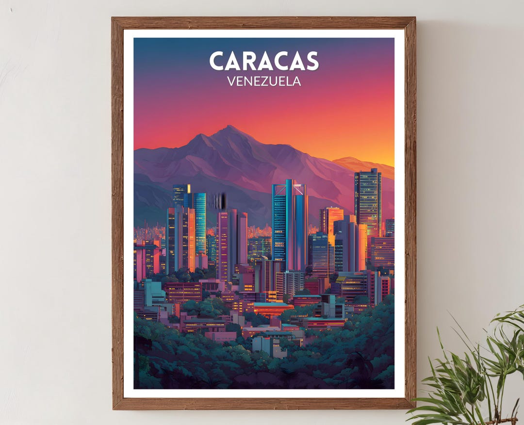 Caracas Venezuela Vibrant Travel Poster, Retro Futuristic Wall Art ...