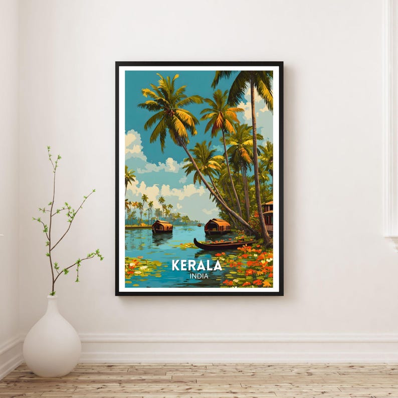 Kerala Travel Print – India Poster, Asia Travel Wall Art, Kerala City ...