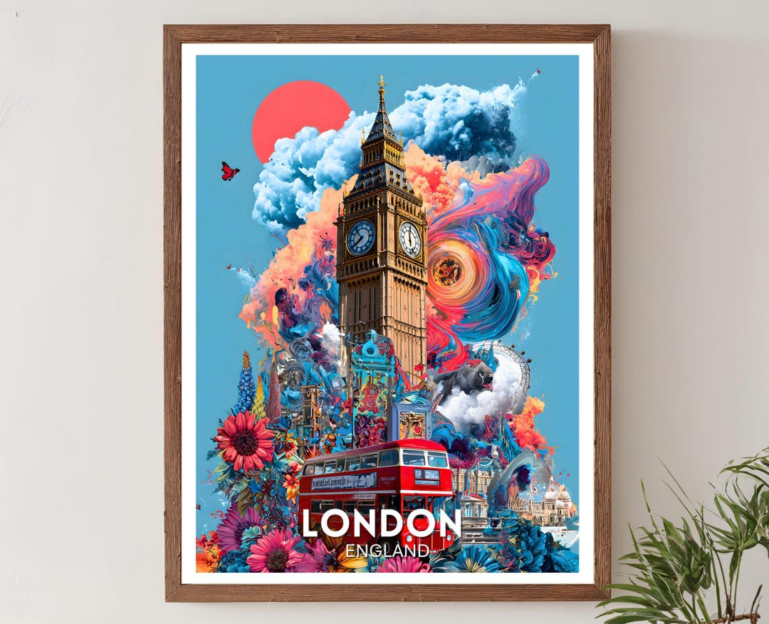 London Poster Print – Surreal Pop Art Big Ben, London City Poster ...