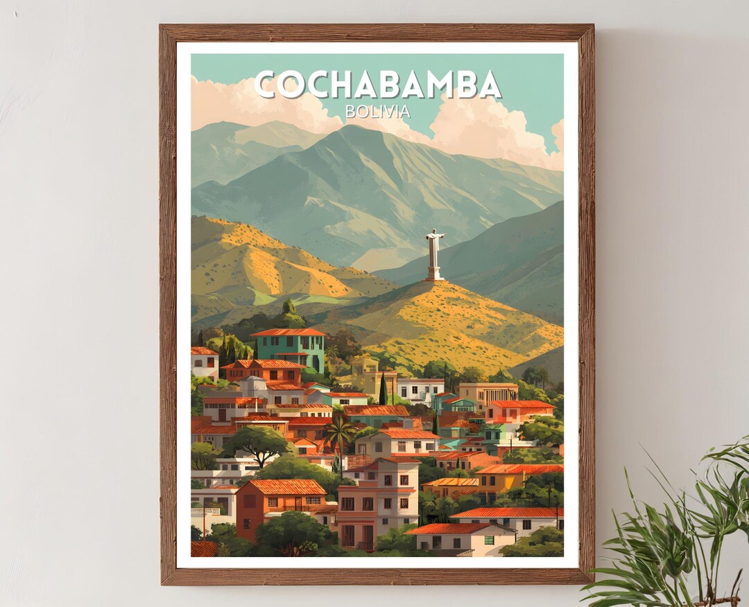 Cochabamba Bolivia Vintage Travel Print, Retro Wall Art Poster, Retro ...