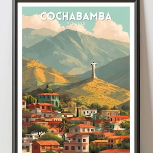 Cochabamba Bolivia Vintage Travel Print, Retro Wall Art Poster, Retro ...