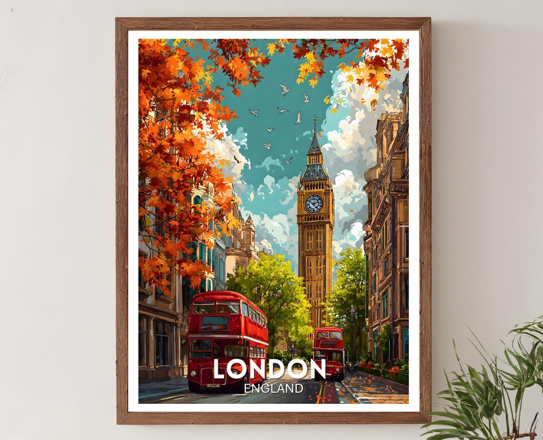 London Poster Print – Vector Art Cityscape of Big Ben, London City ...