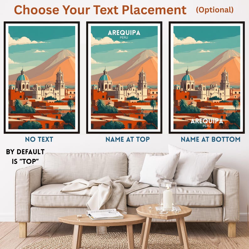 Tenerife Spain Modern Travel Poster, Scenic Volcano & Coast Clean ...