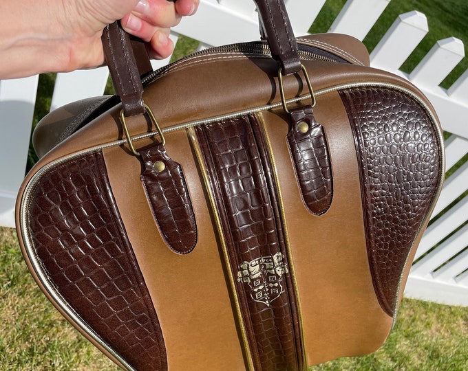 Vintage Stebco Bowling Bag, Fake Crocodile Vertical Stripe With ...