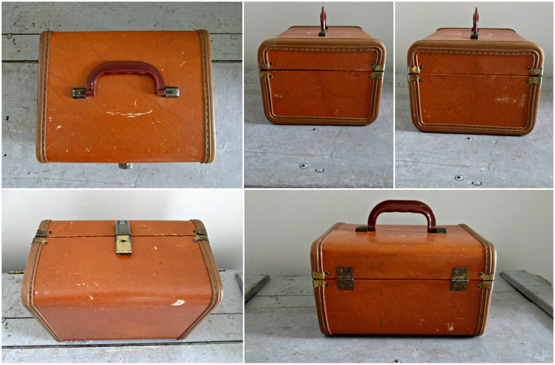 Dale's Mid Century Train Case, Shabby Chic Brown Train Case for Display ...
