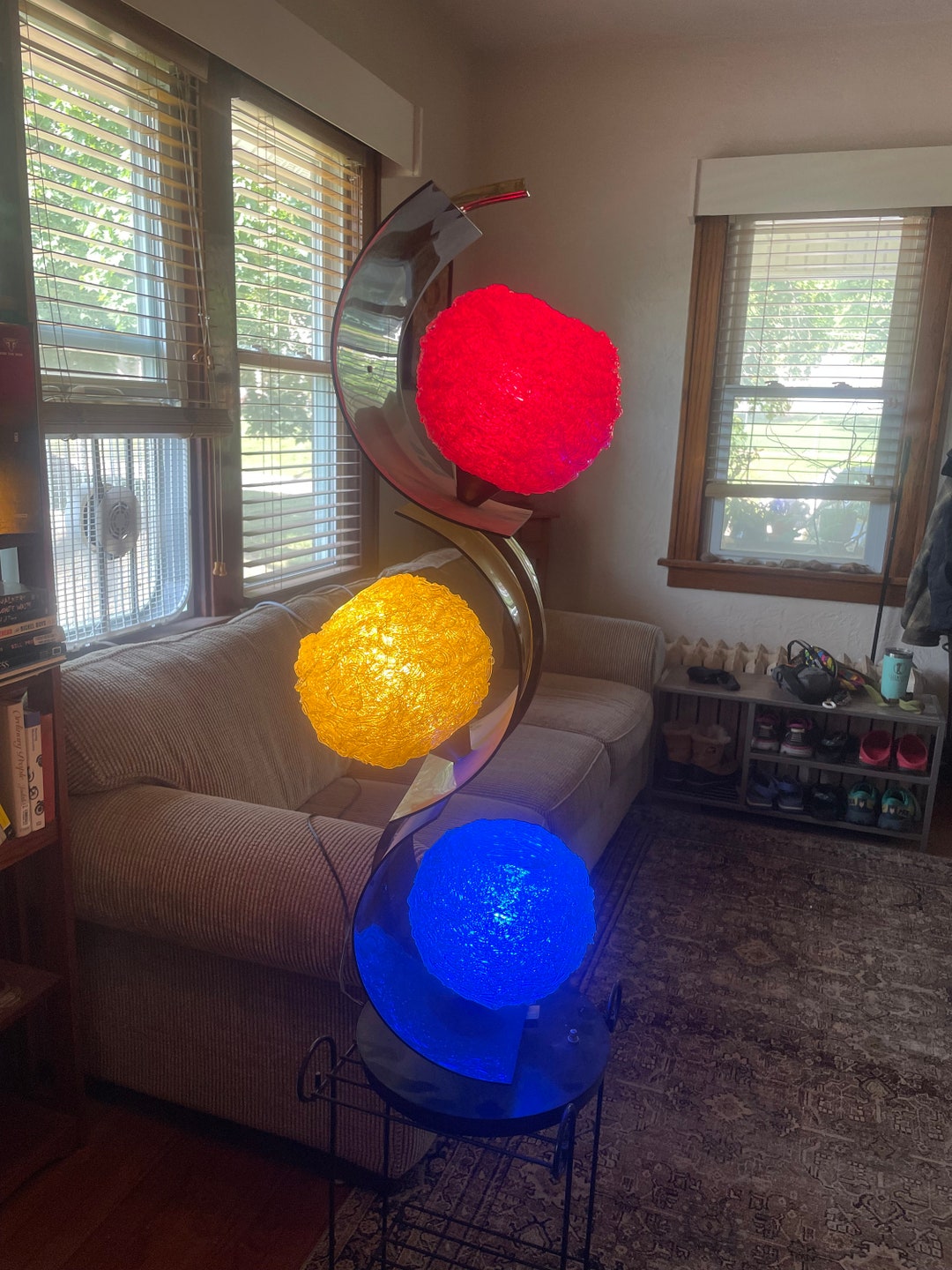 Mid Century Modern 3 Globes Table Lamp, Groovy Space Age Spaghetti ...