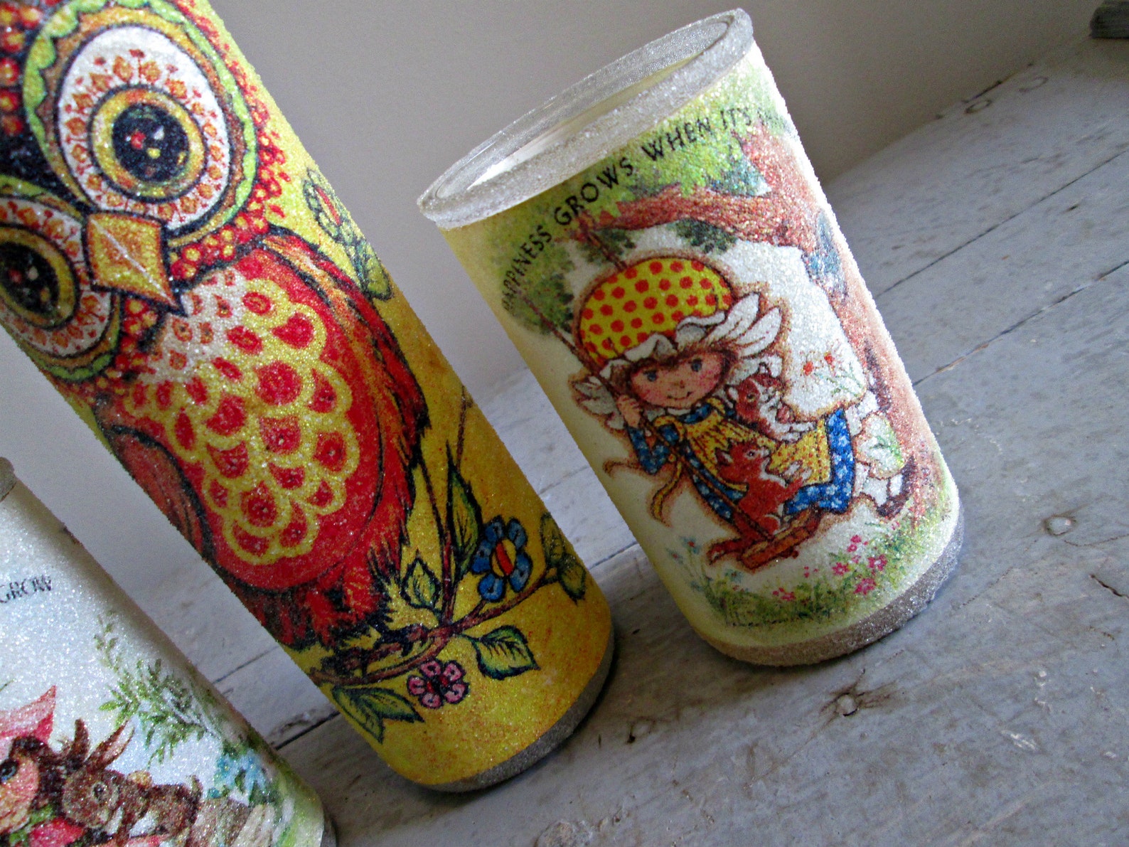 Vintage Sugar Candle, Your Choice of One (1) 70s Frosted Glass Pillar ...