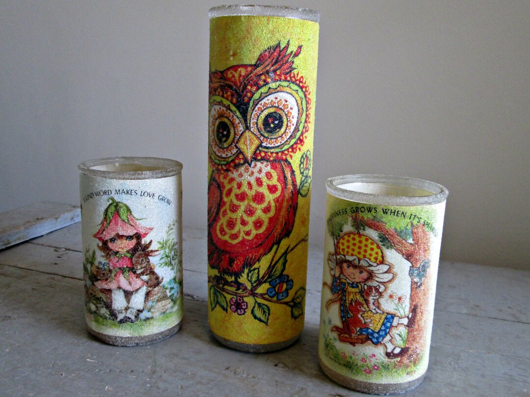 Vintage Sugar Candle, Your Choice of One (1) 70s Frosted Glass Pillar ...