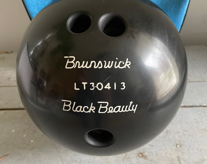 Vintage Brunswick Bowling Ball, Black Beauty Bowling Ball, BEAUTIFUL ...