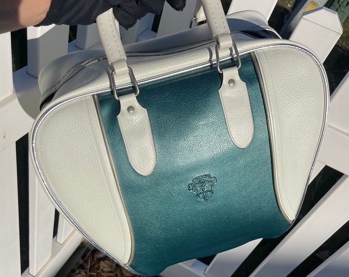 Vintage Stebco Bowling Bag, Deep Teal Green & White Striped With ...