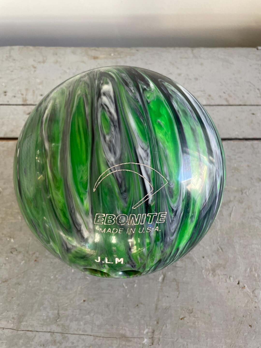 Vintage Ebonite Maxim Bowling Ball, Green Swirls Retro Ebonite Bowling ...