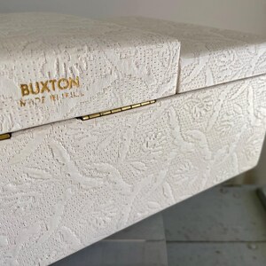 Vintage Jewelry Box, Lace Damask Leatherette Multiple Tier Fold Out ...
