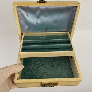 Small Vintage Jewelry Box, One (1) Petite MELE Leatherette, Gold ...
