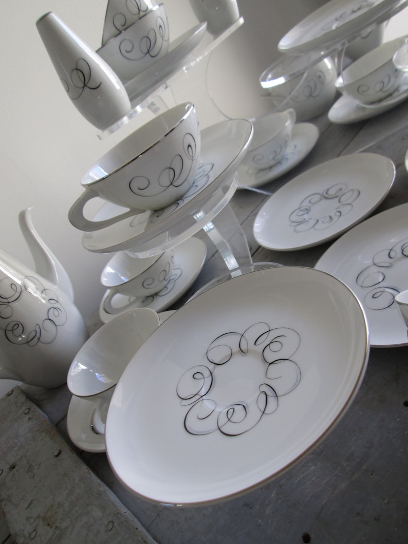Mid Century Atomic Dinnerware, Style House Fine China Rhythm, Black ...