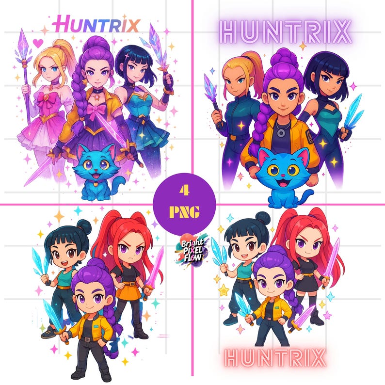Kpop Huntrix PNG, Demon Hunters PNG, Saja Girls PNG, Derpy Tiger ...