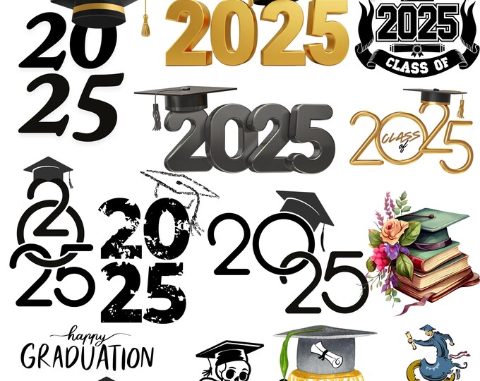Graduation SVG Bundle: Class of 2025 Cut Files (instant Download ...