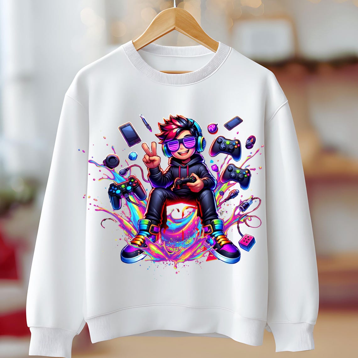 Colorful Gamer Kid PNG | Retro Gamer Art | Digital Download for T ...