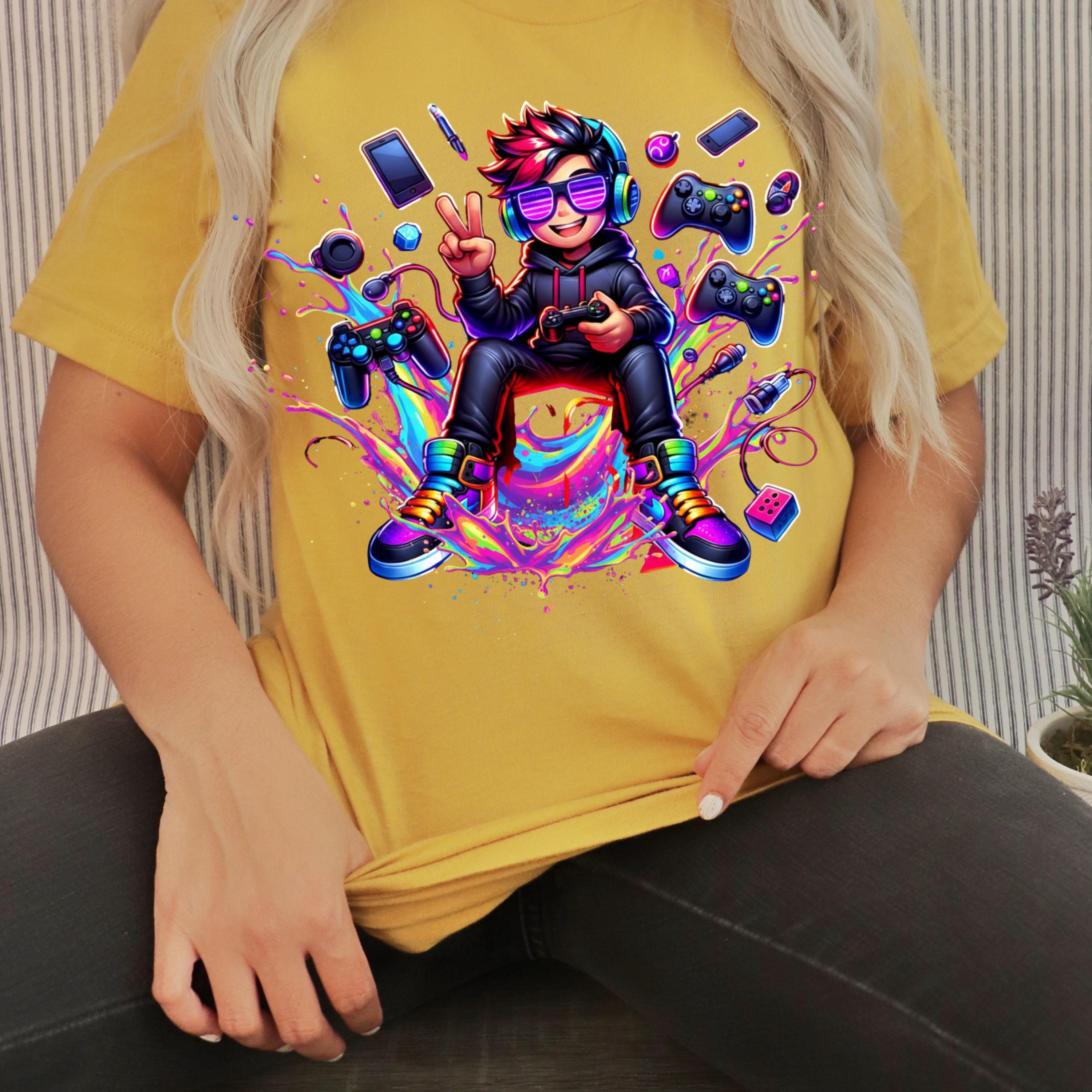 Colorful Gamer Kid PNG | Retro Gamer Art | Digital Download for T ...