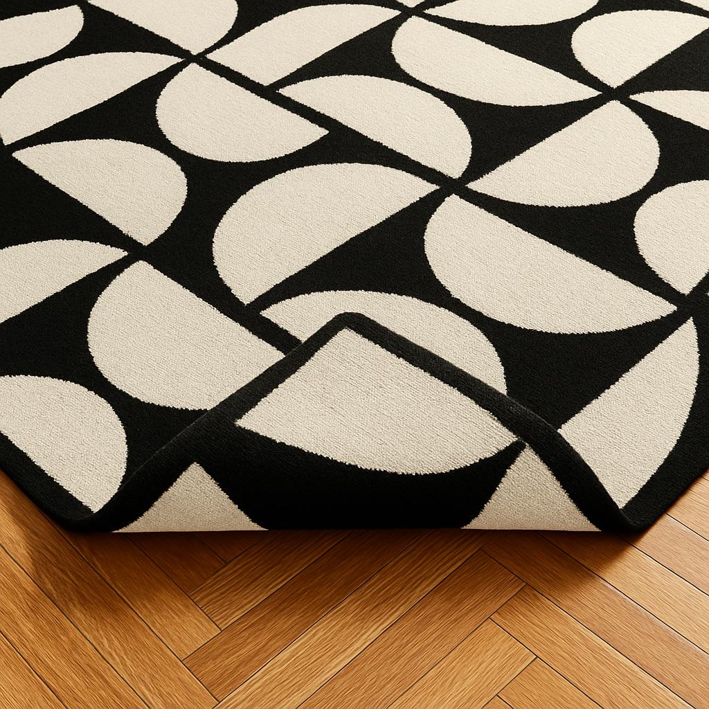Hand Tufted Black and White Geometric Modern Area Rug – Minimalist ...