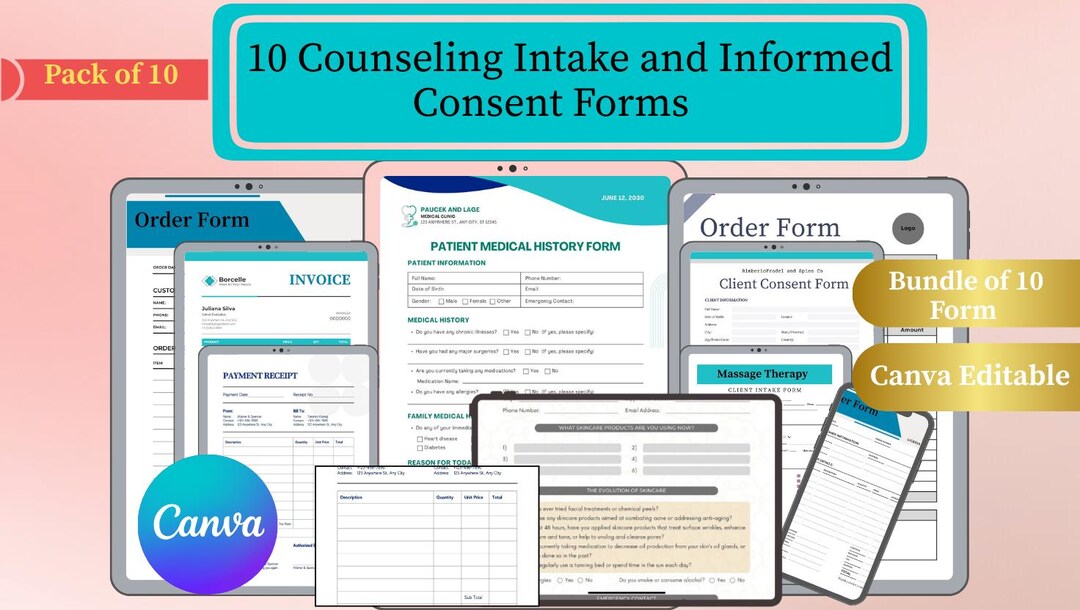 Client Intake Forms: Therapist Office Forms Bundle, Private Practice ...