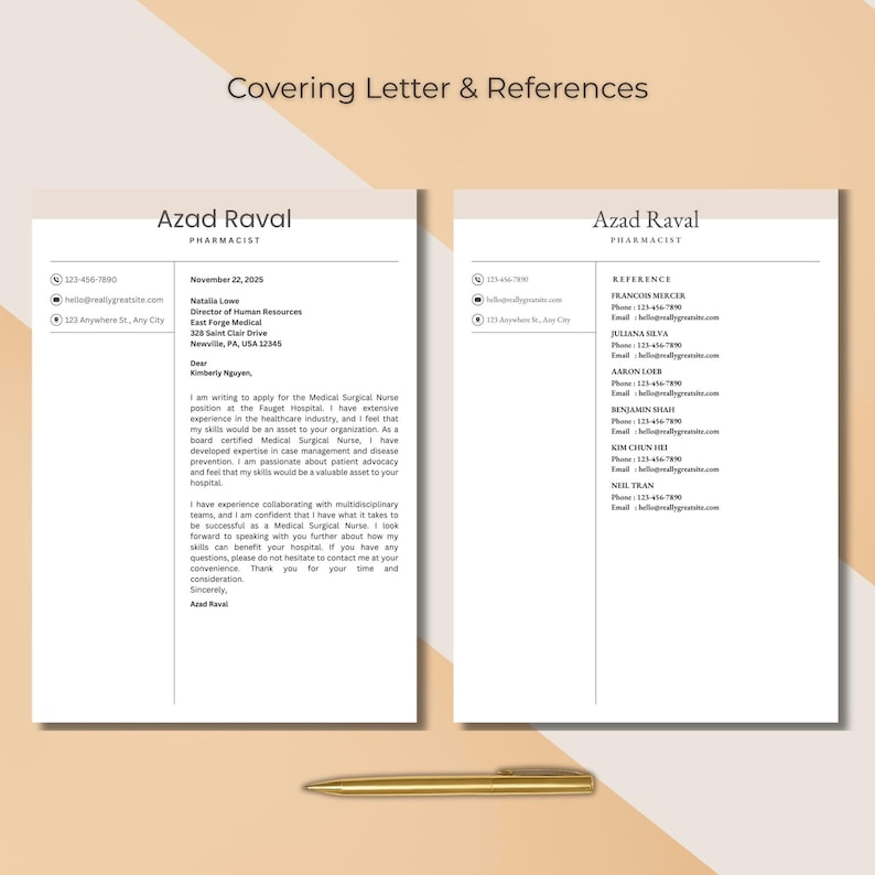 ATS Friendly Resume Template Pharmacy Technician | Medical Healthcare ...