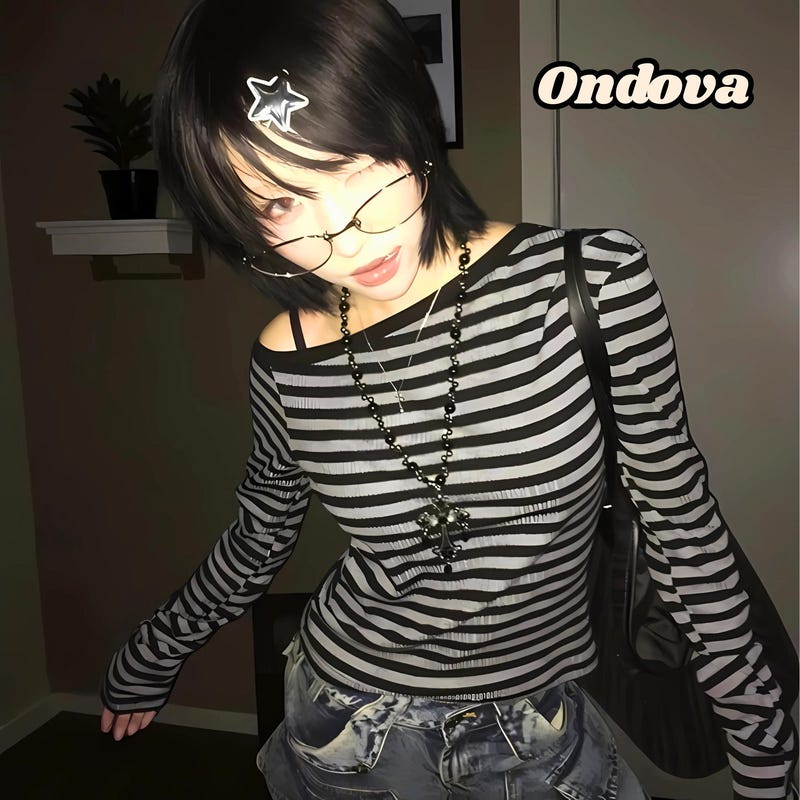 Y2k Striped Shirts - Etsy