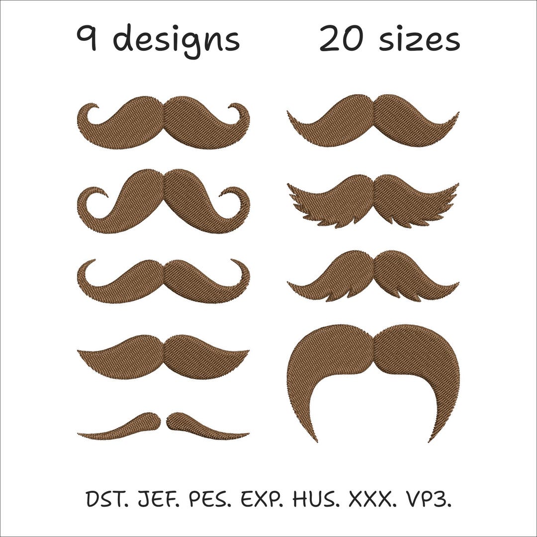 Mustache Embroidery Design, Mustache Machine Embroidery, Father's Day ...
