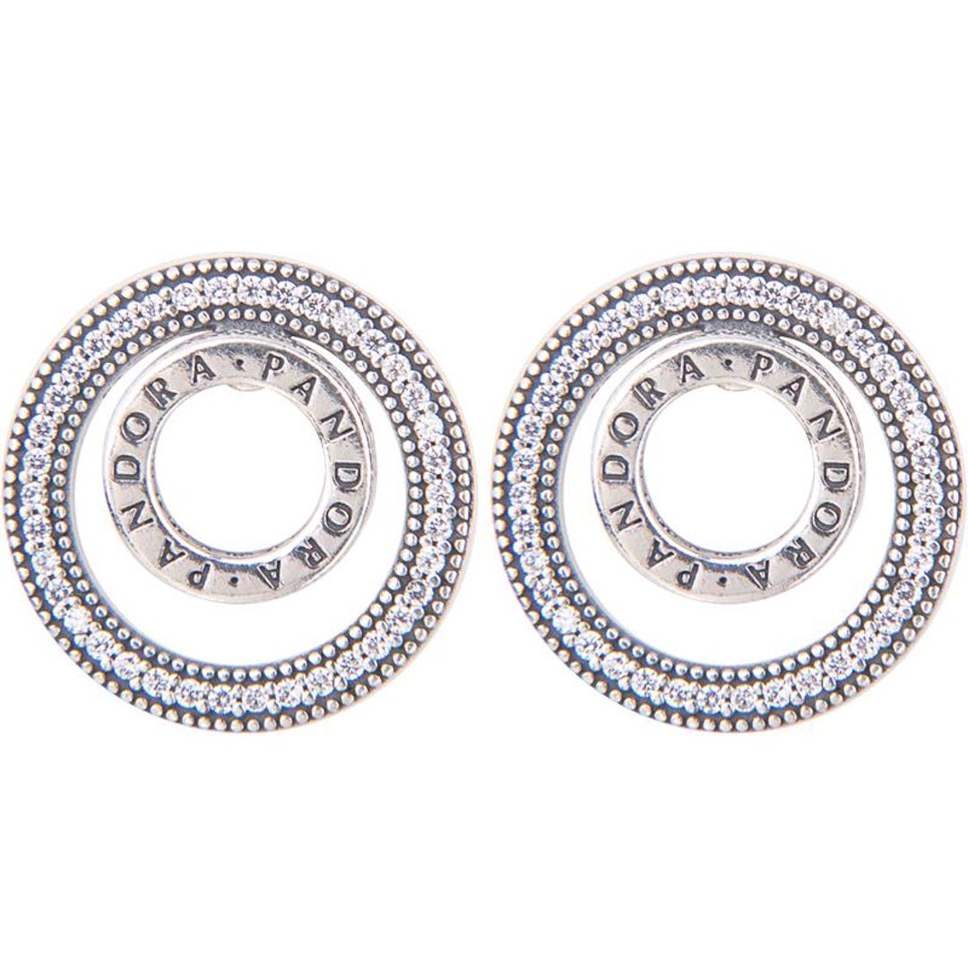 Pandora Logo Circle Stud Earrings S925 Ale - Etsy