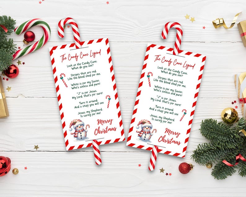 Legend of Candy Cane Poem Tag | Printable Christmas Card (PDF) - Etsy