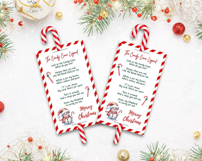 Legend of Candy Cane Poem Tag | Printable Christmas Card (PDF) - Etsy
