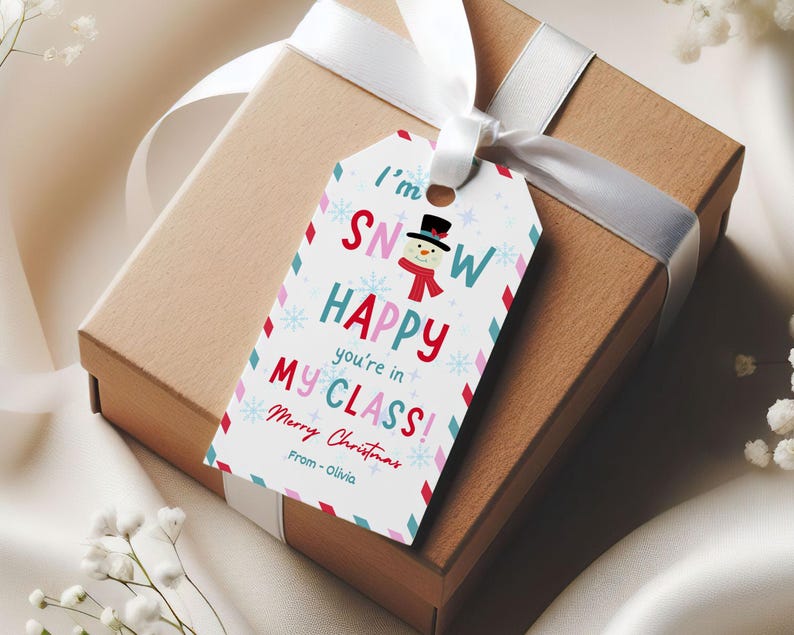 Snow Happy You’re in My Class Gift Tag | Printable Christmas Favor (PDF ...