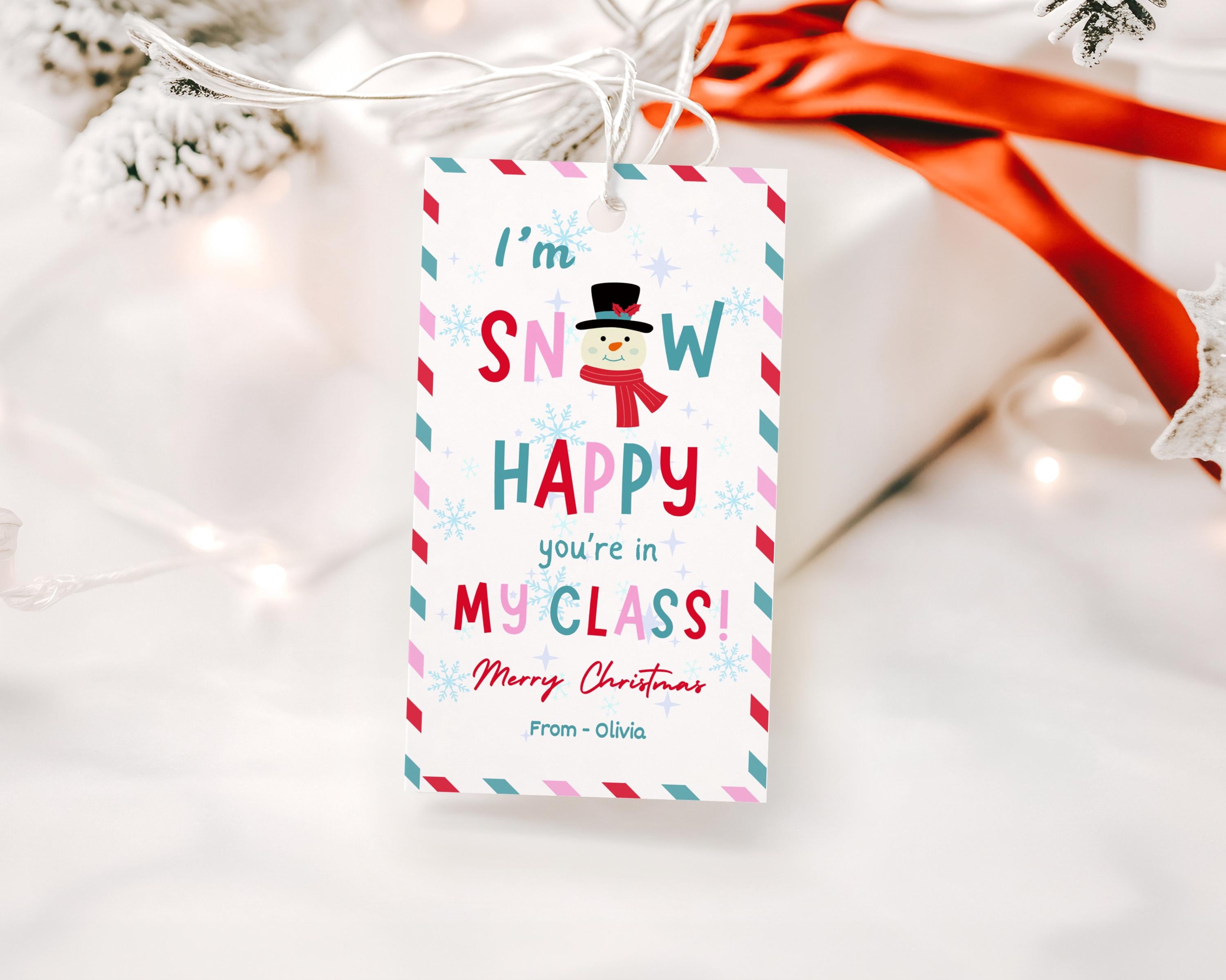 Snow Happy You’re in My Class Gift Tag | Printable Christmas Favor (PDF ...