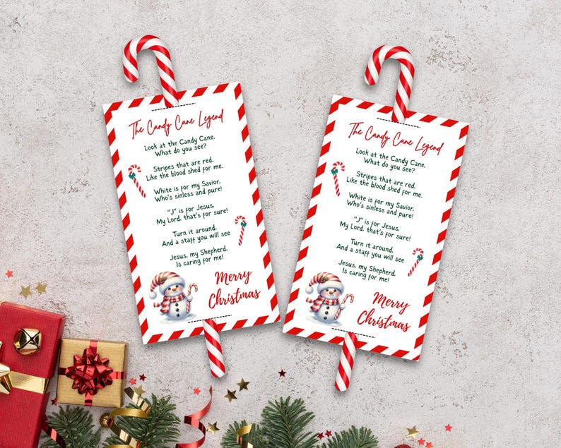 Legend of Candy Cane Poem Tag | Printable Christmas Card (PDF) - Etsy