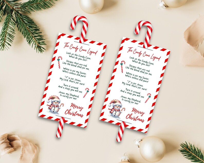 Legend of Candy Cane Poem Tag | Printable Christmas Card (PDF) - Etsy