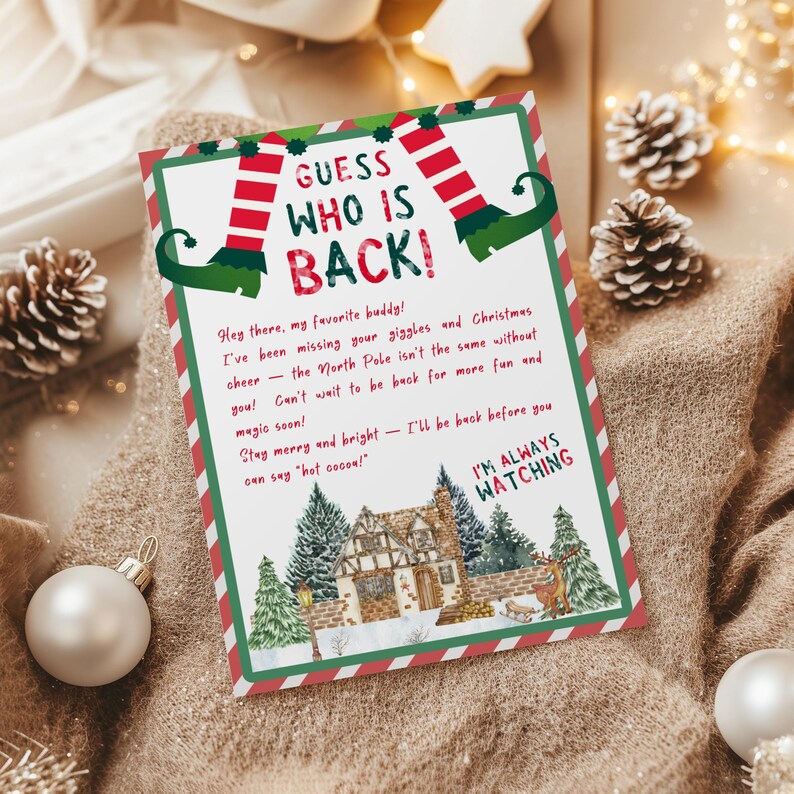 Editable Elf Letter Template | Printable Elf Return Note | Custom Elf ...