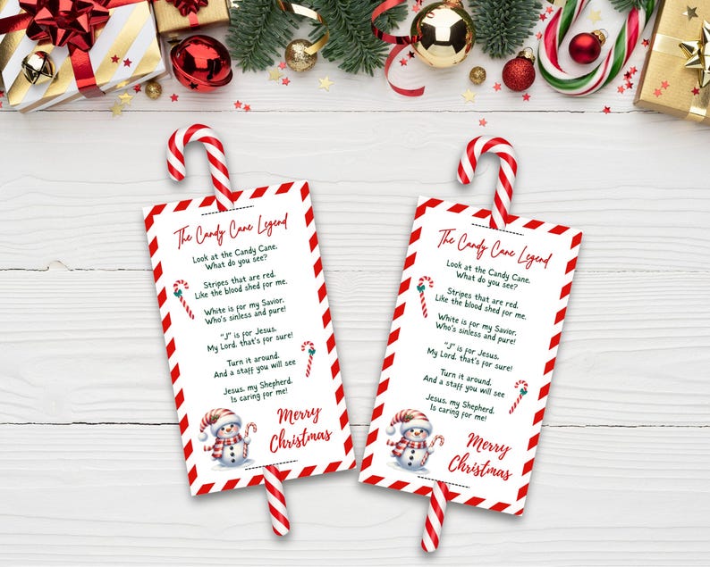 Legend of Candy Cane Poem Tag | Printable Christmas Card (PDF) - Etsy