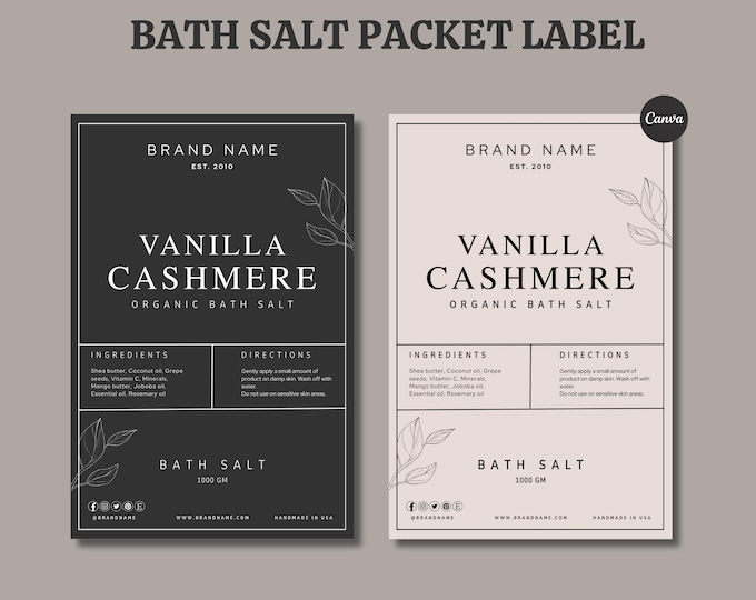 Editable Pouch Label Template: Minimalist Tea, Coffee, Bath Salt ...