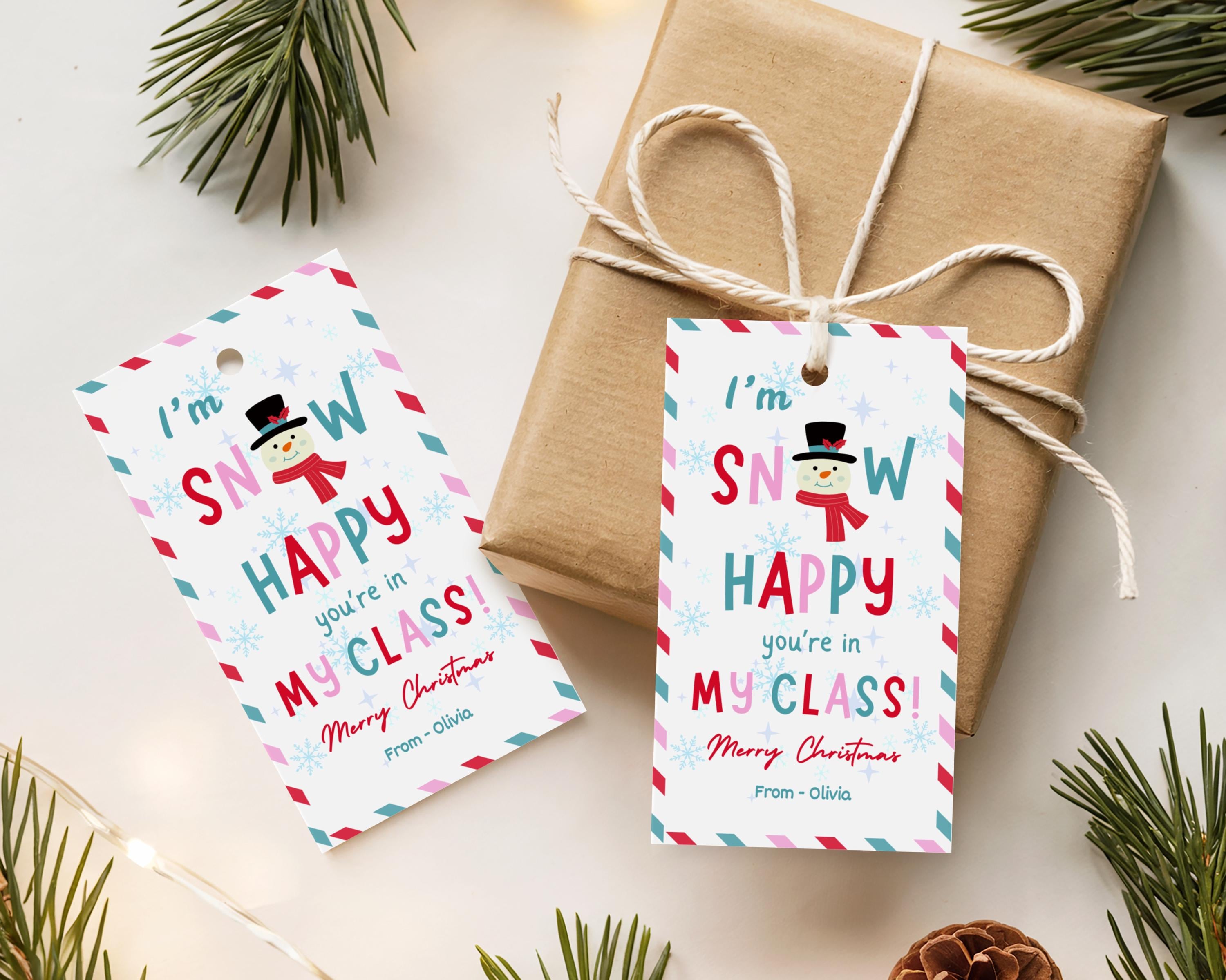 Snow Happy You’re in My Class Gift Tag | Printable Christmas Favor (PDF ...