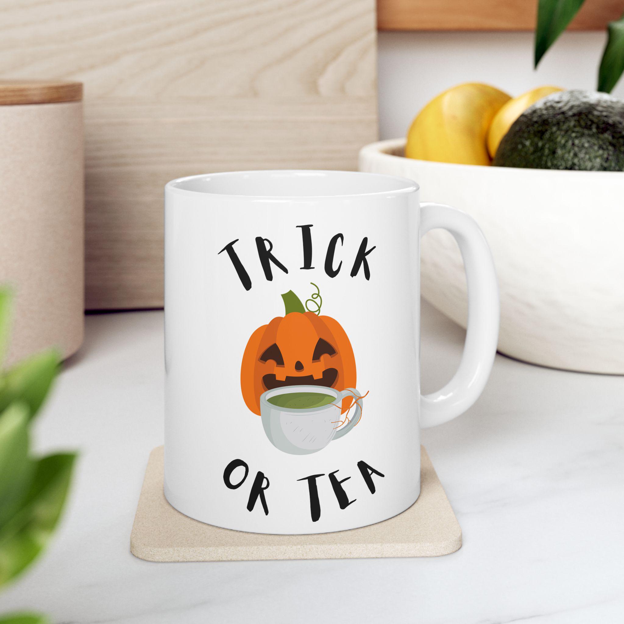 Trick or Tea Ceramic Mug - Cute Halloween Coffee Mug, Perfect Gift for ...
