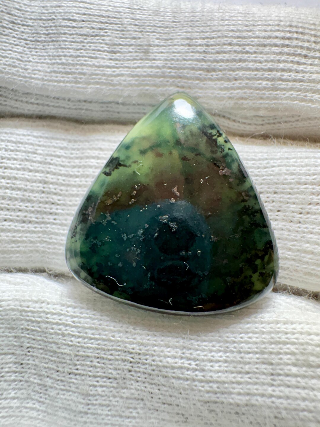 Natural Green Serpentine Triangle Cabochon – Polished Gemstone for ...