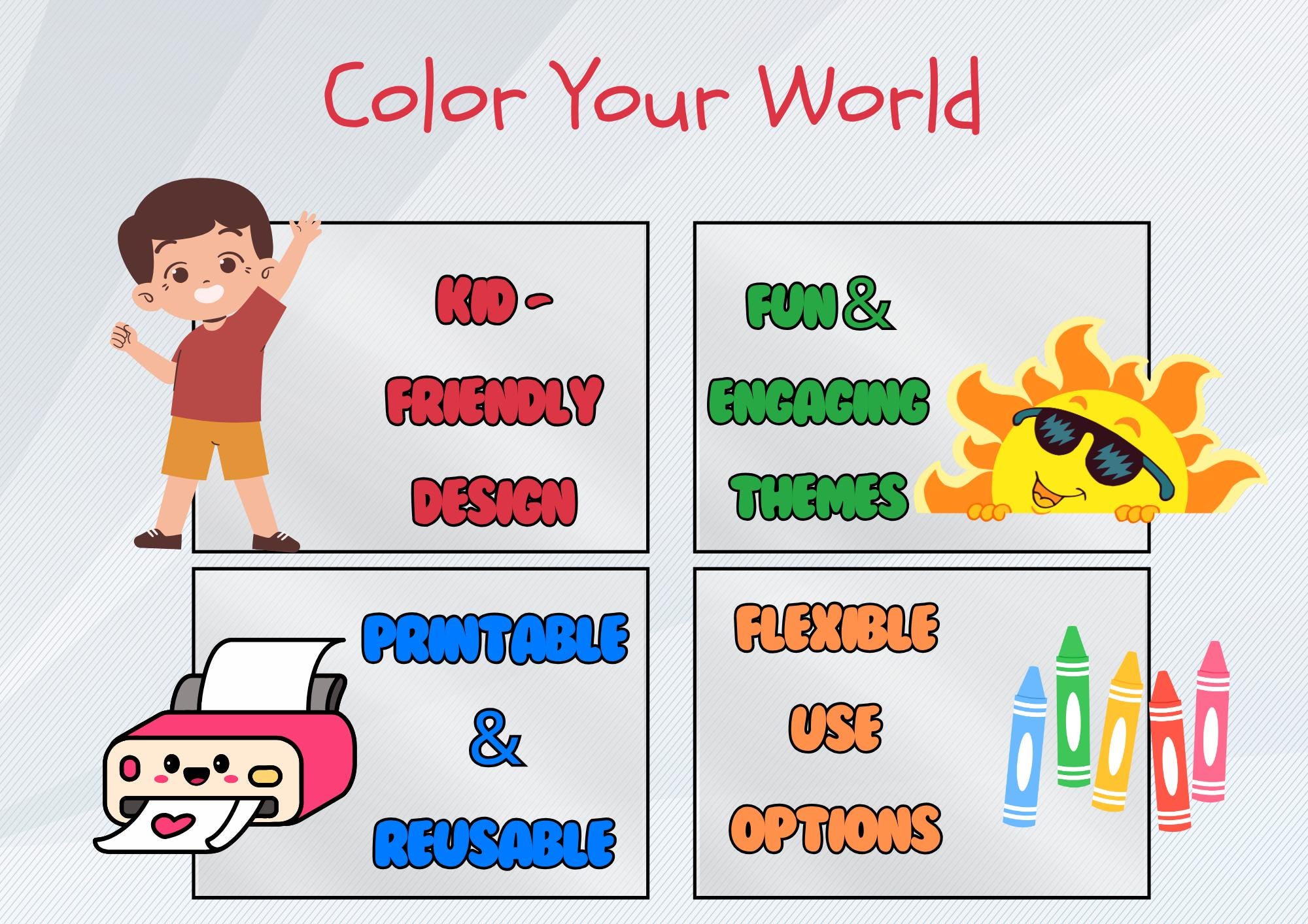 Printable Kids Coloring Book PDF | Fun Outline Pages + Completion ...