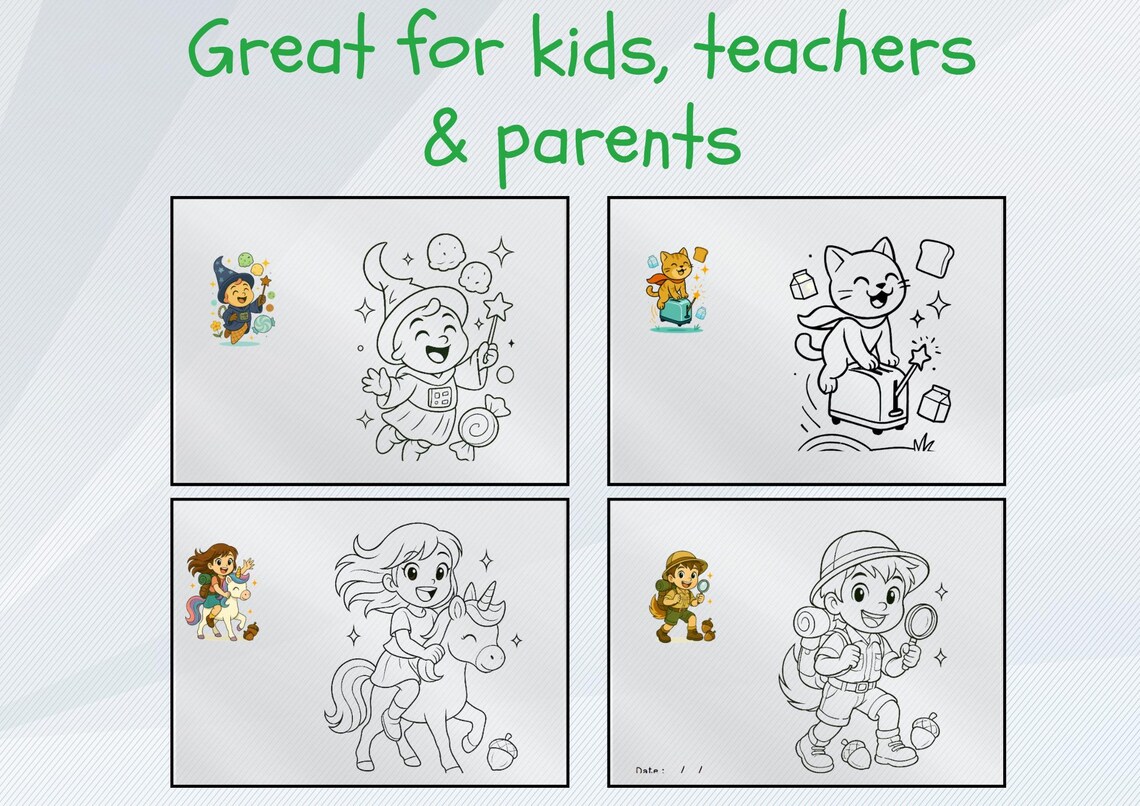 Printable Kids Coloring Book PDF | Fun Outline Pages + Completion ...