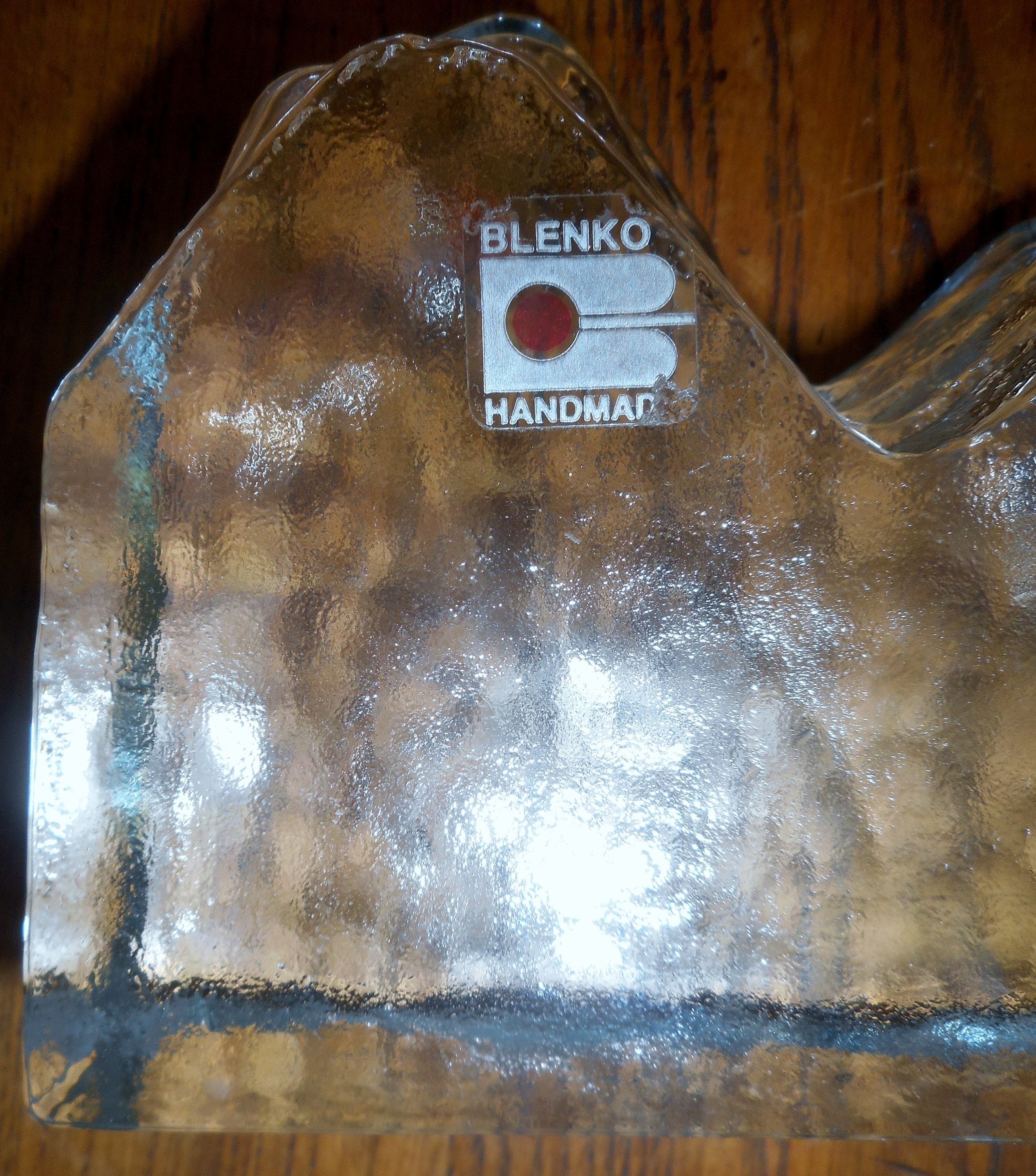 Blenko Mid Century Hand Made Two Clear Glass Mountain Range Motif ...